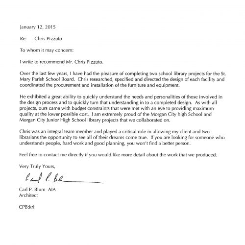 The Library Furniture Guy | Letters of Recommendation
