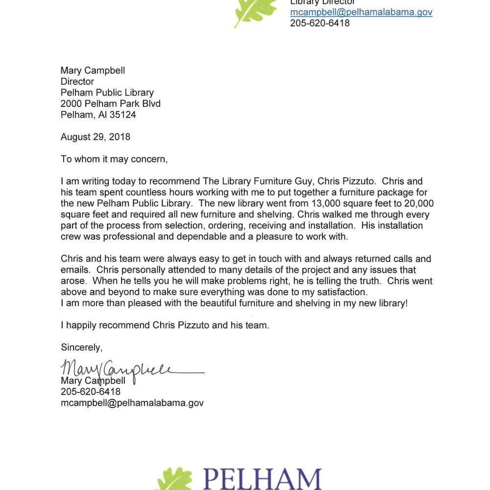 The Library Furniture Guy | Letters of Recommendation
