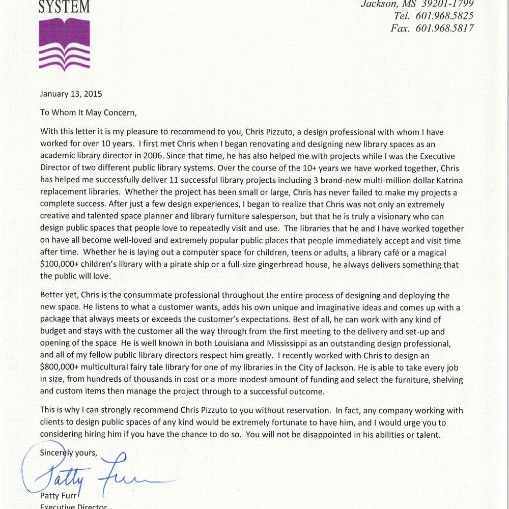 The Library Furniture Guy | Letters of Recommendation