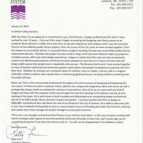 The Library Furniture Guy | Letters of Recommendation