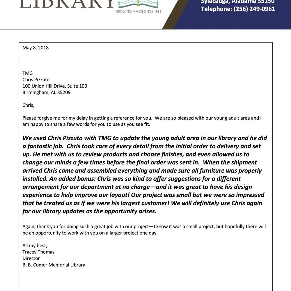 The Library Furniture Guy | Letters of Recommendation